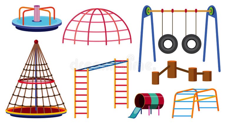 Different Types of Play Stations for Playground Stock Illustration ...