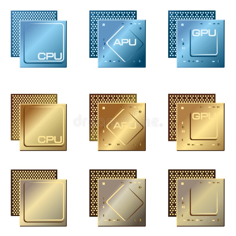 Different Types of Processors Stock Vector - Illustration of computer ...