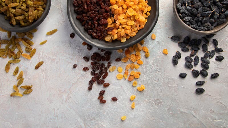 Different Types of Raisins on Light Backgroound Stock Image - Image of ...