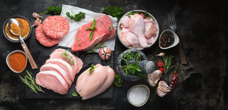 Different Types of Raw Meat Stock Image - Image of background, beef ...