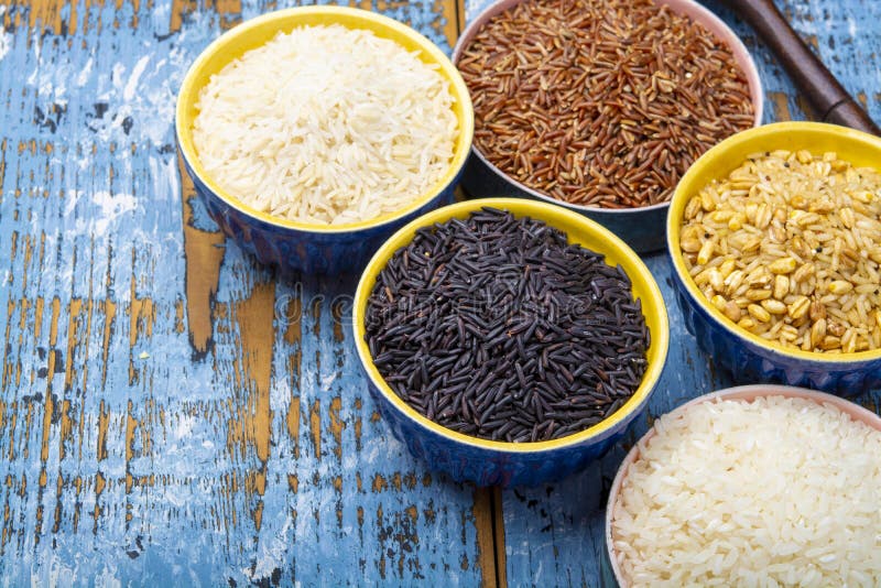 Different Types of Rice, White Basmati, Jasmine, Arborio, Brown and ...