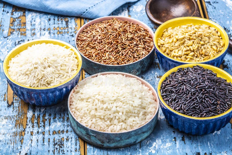 Different Types of Rice, White Basmati, Jasmine, Arborio, Brown and ...