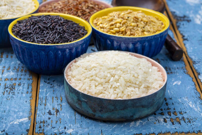Different Types of Rice, White Basmati, Jasmine, Arborio, Brown and ...