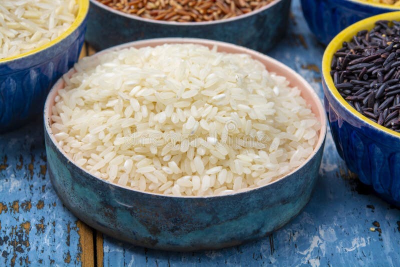Different Types of Rice, White Basmati, Jasmine, Arborio, Brown and ...