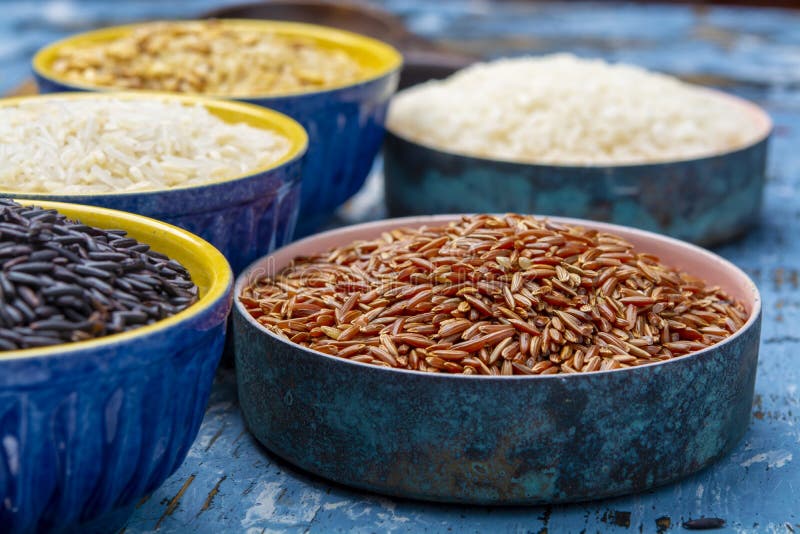 Different Types of Rice, White Basmati, Jasmine, Arborio, Brown and ...