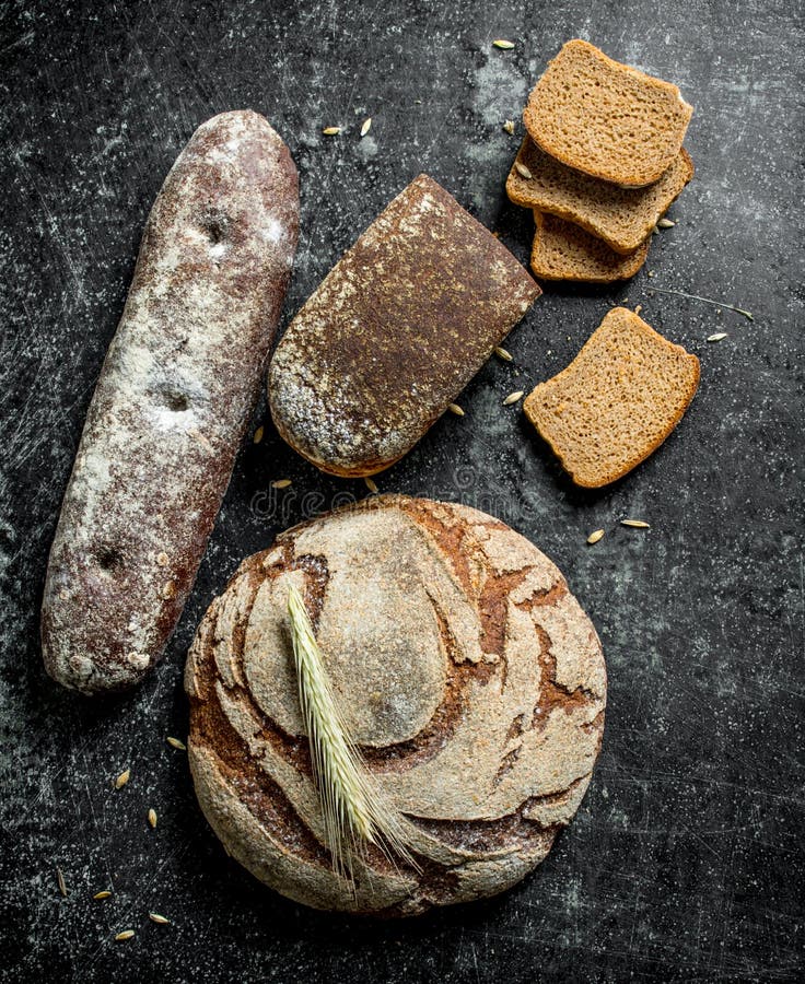 Different Types of Rye Bread Stock Image - Image of product, dark ...