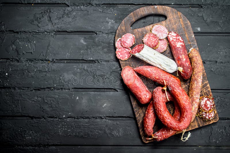 Different Types of Salami with Spices and Herbs Stock Photo - Image of ...