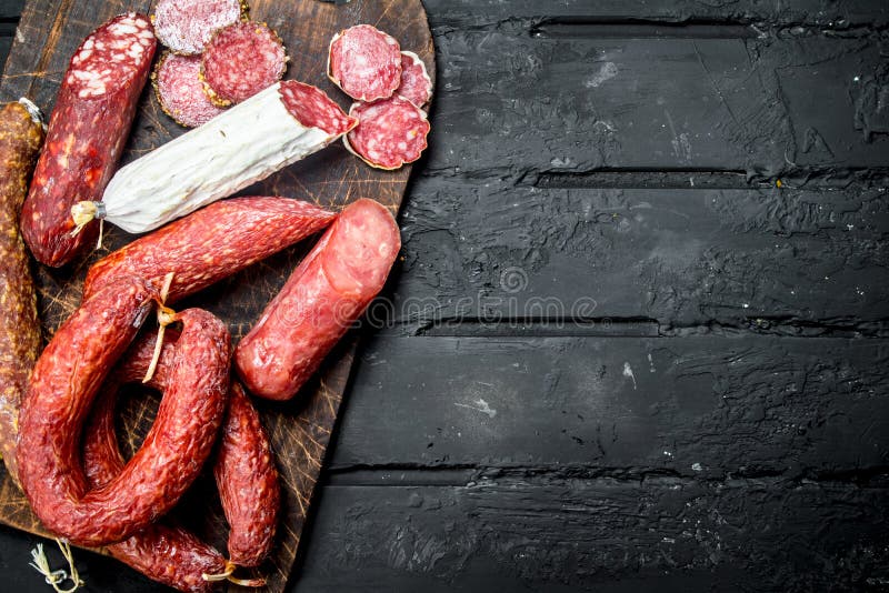 Different Types of Salami with Spices and Herbs Stock Image - Image of ...