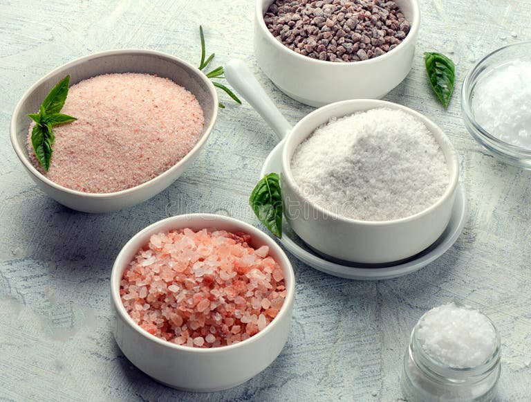 Different types of salt stock photo. Image of food, dead - 374236802