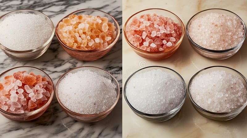 Different Types of Salt Displayed in Bowls on a Marble Surface for ...