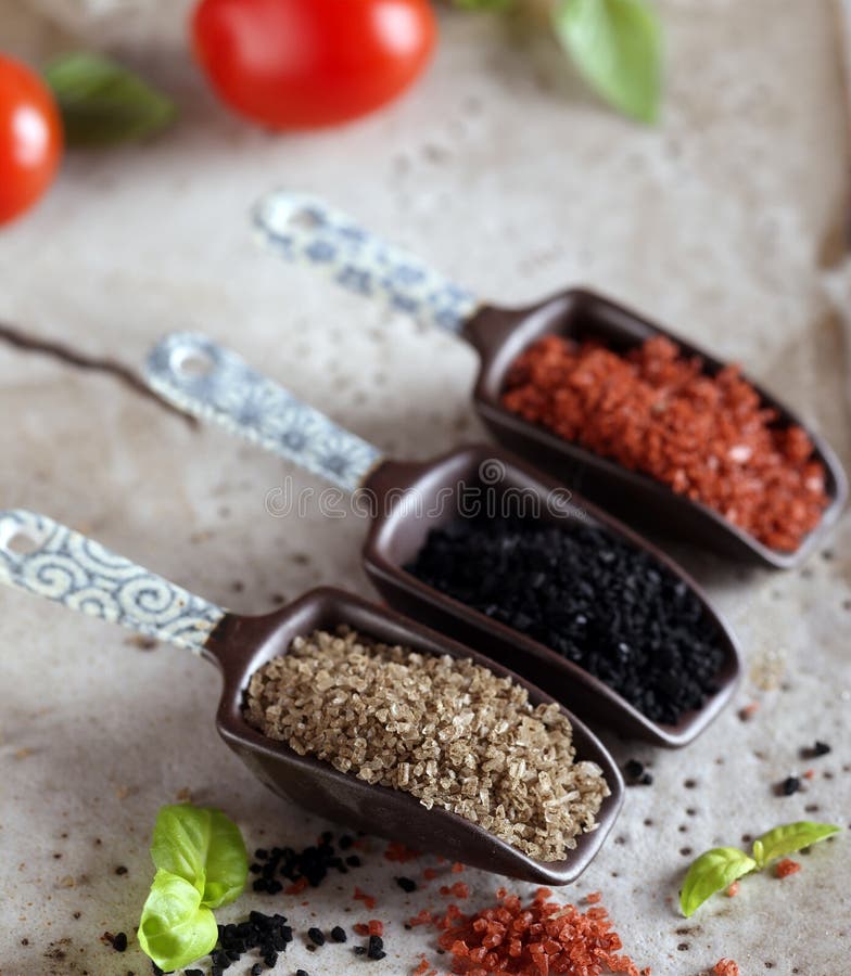 Different Types of Salt Pink Hawaiian, Black Stock Photo - Image of ...