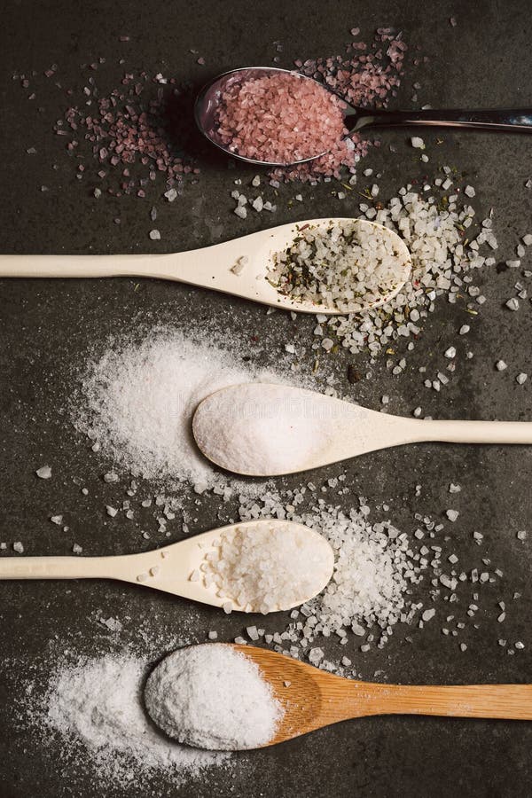 Different types of salt stock photo. Image of spoon - 273991648