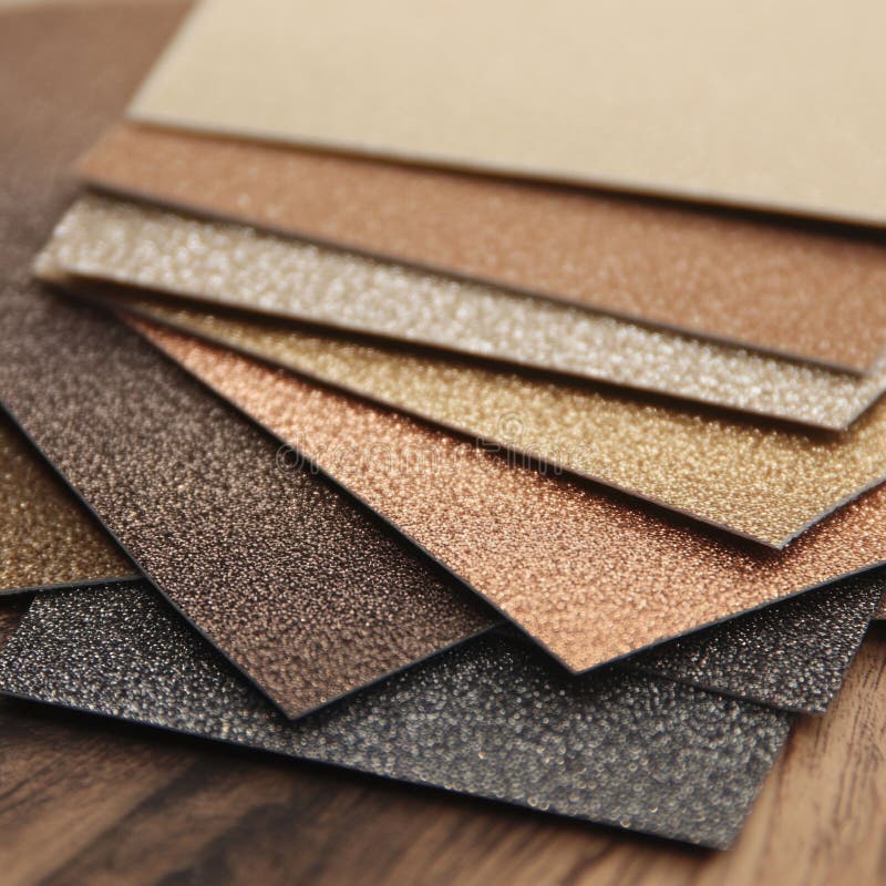 Different Types of Sandpaper Sheets Arranged on a Wooden Surface ...
