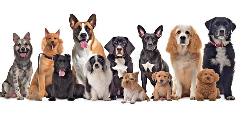 Different Types and Sizes of Dogs Group. AI Generated Stock ...