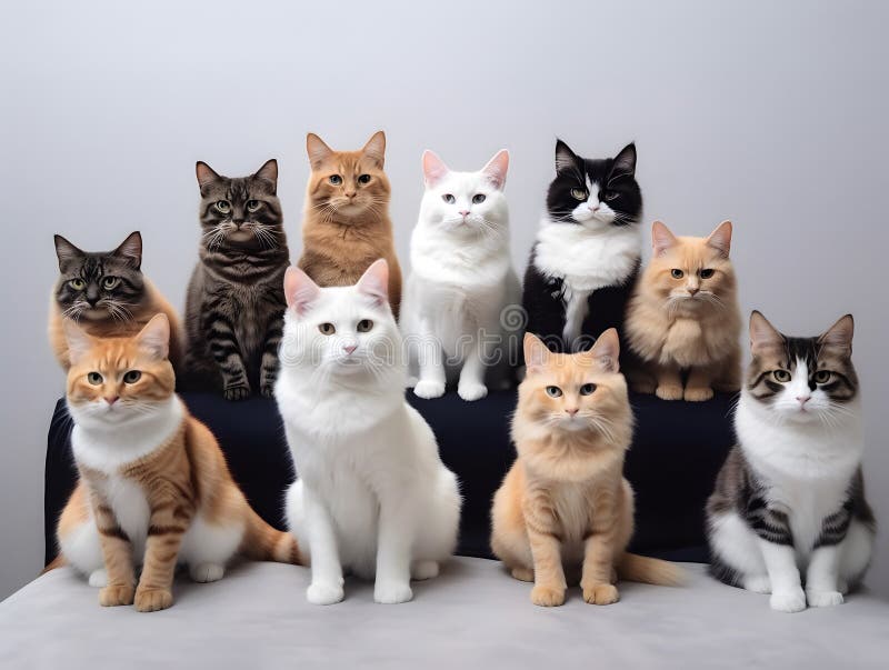 Different Types and Sizes of Cats Group. AI Generated Stock ...