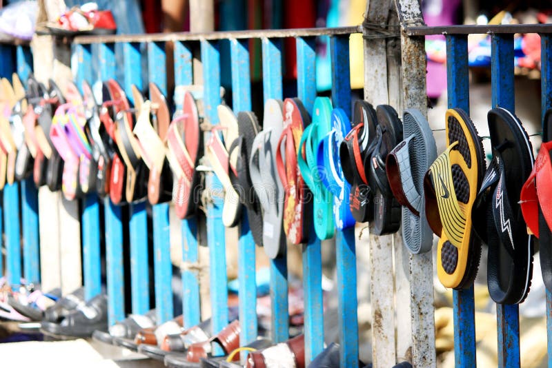 Different Types of Slippers. Editorial Photo - Image of market, gril ...