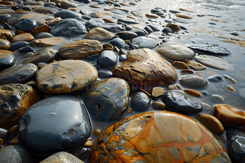 Different Types of Smooth Stones on the Seashore. Geology and Minerals ...