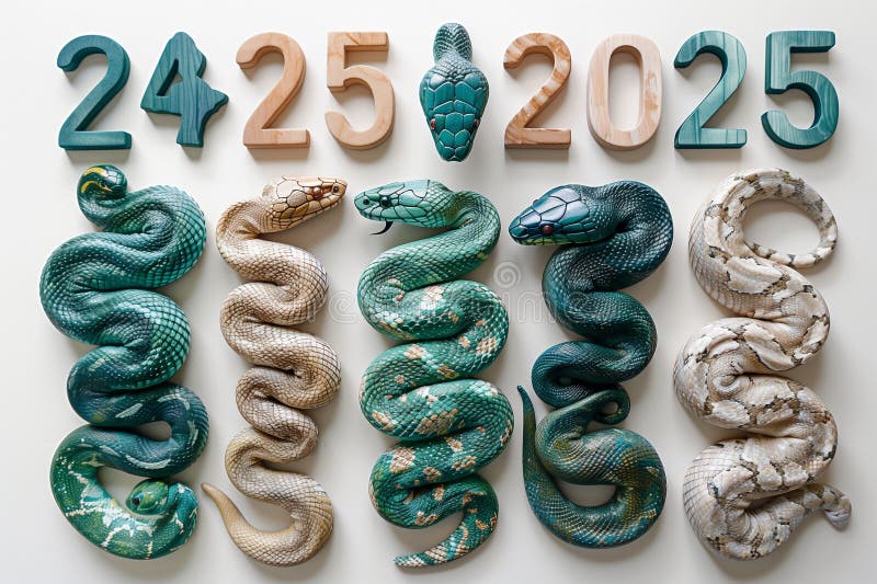 Different Types of Snakes Coiled and Slithering on a Table Stock Photo ...