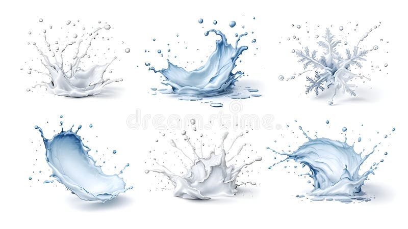 Different Types of Snow Splash Set Detailed Illustration Stock ...