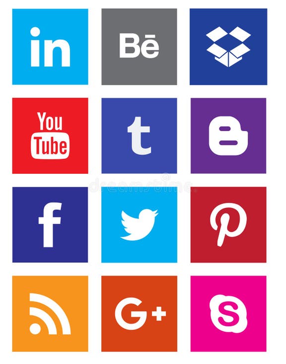 Social Media Icon Collection Buttons Editorial Stock Image ...