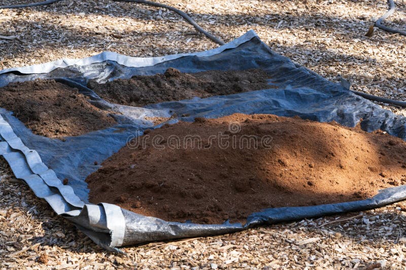 Different Types of Soil Separated on Piles on Tarp Stock Image - Image ...