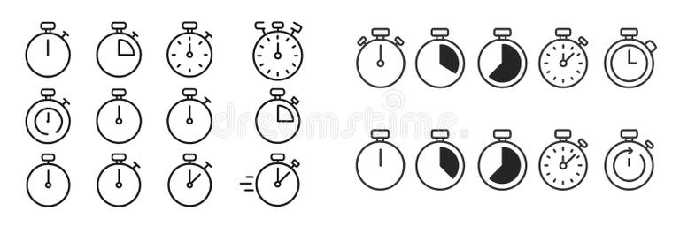 Different Types of Stopwatches Displayed in a Grid for Illustration of ...