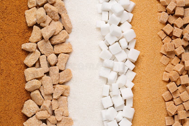 Different Types of Sugar As Background, Top View Stock Image - Image of ...
