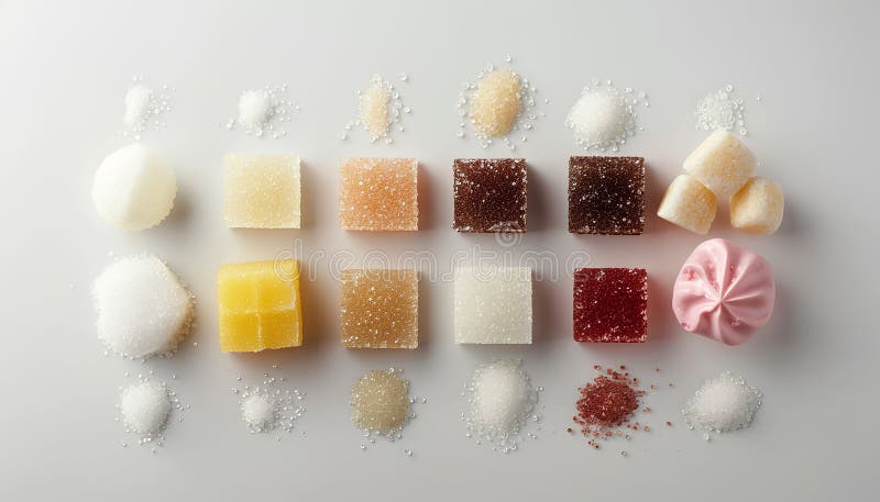 Different Types of Sugar with Sugar Substitute on a White Background ...