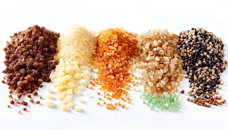Different Types of Sugar with Sugar Substitute on a White Background ...