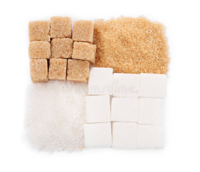 Different Types of Sugar on White Background, Top View Stock Image ... Different Types of Sugar on White Background, Top View Stock Image ...