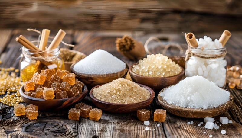Different Types of Sugar on Wooden Table Stock Photo - Image of ...