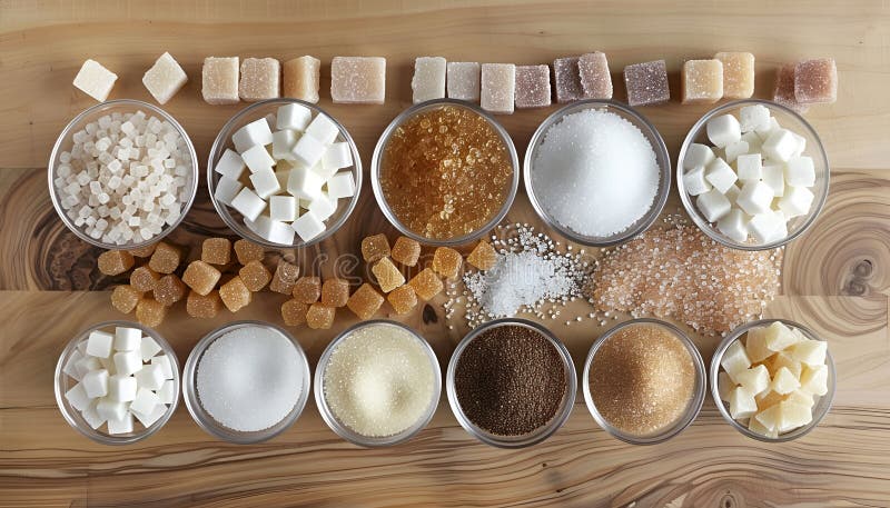 Different Types of Sugar on Wooden Table Stock Image - Image of eating ...