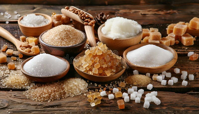 Different Types of Sugar on Wooden Table Stock Photo - Image of sweet ...