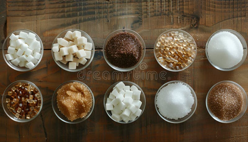 Different Types of Sugar on Wooden Table Stock Image - Image of types ...