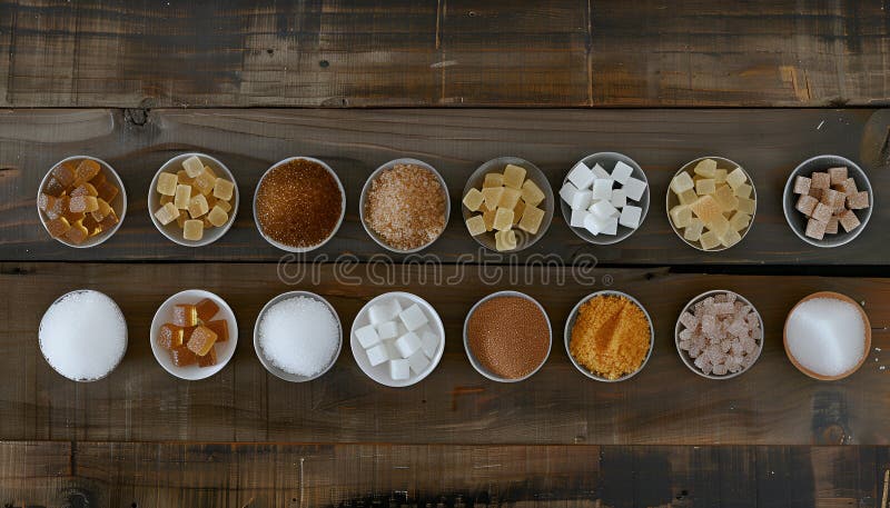 Different Types of Sugar on Wooden Table Stock Photo - Image of food ...