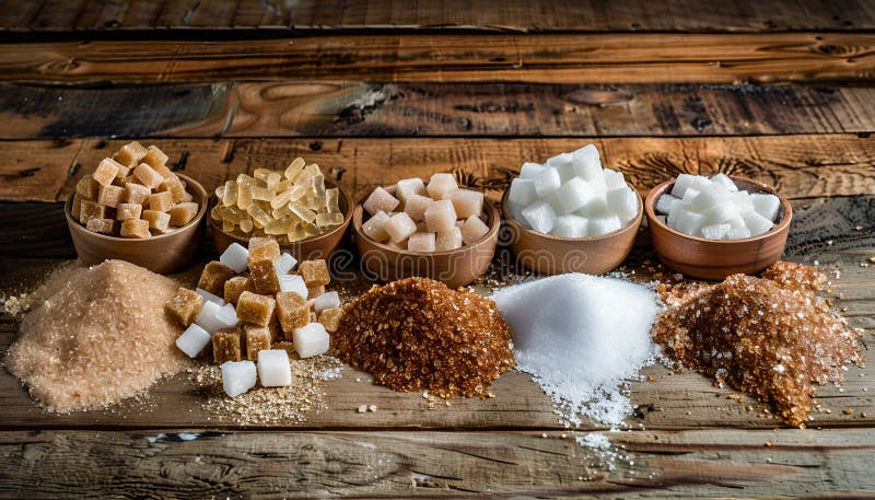 Different Types of Sugar on Wooden Table Stock Photo - Image of diet ...