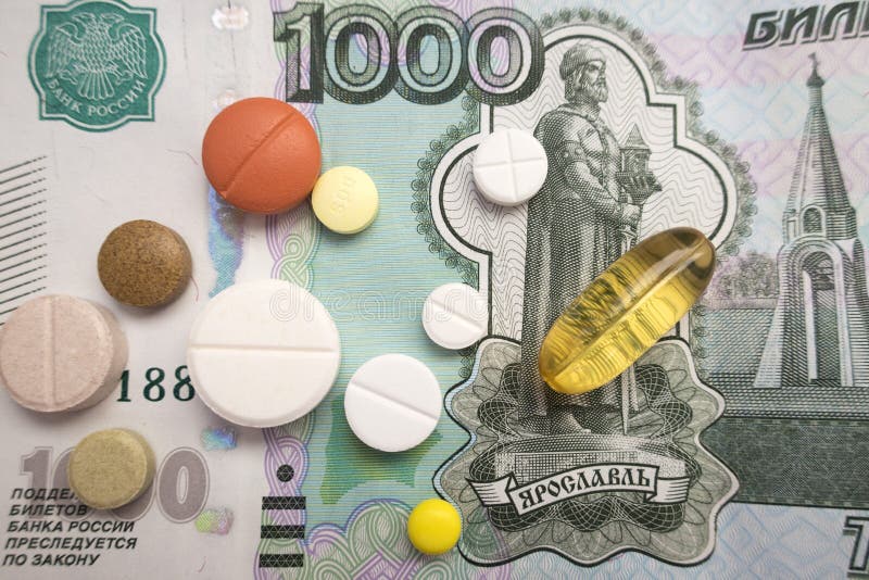 Tablets Located on Russian Rubles Stock Photo - Image of medicine ...