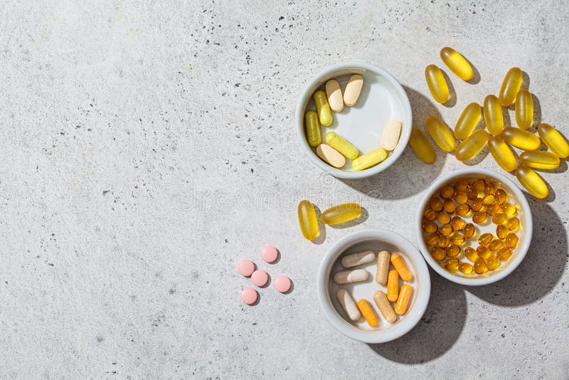 Different Types of Tablets, Pills, Capsules and Vitamins. daily Dose of ...