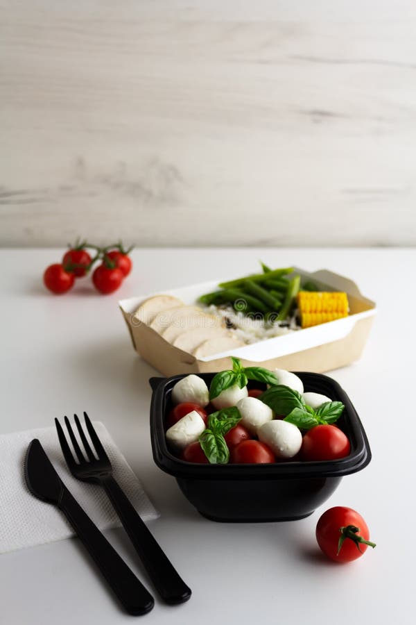 Different Types of Takeaway Food on a Light Background Stock Image ...