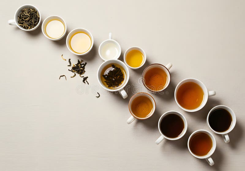 Different Types of Tea in Cups Stock Illustration - Illustration of ...