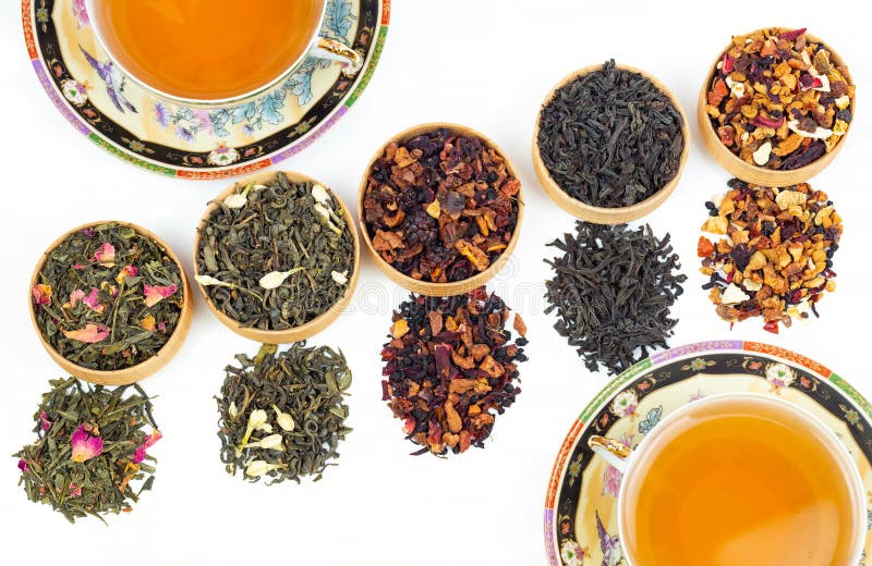 Different Types of Tea on a White Background. a Kind of Delicious Fruit ...