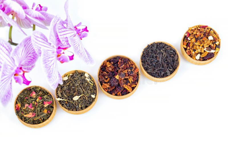 Different Types of Tea on a White Background. a Kind of Delicious Fruit ...