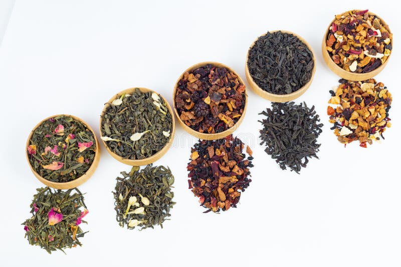 Different Types of Tea on a White Background. a Kind of Delicious Fruit ...