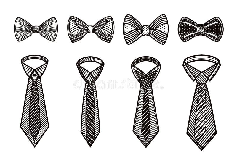 Different Types Ties Bow Ties Stock Vector - Illustration of neckwear ...