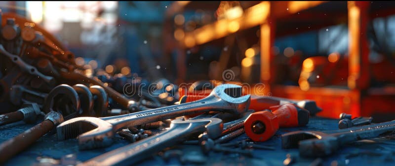 Different Types of Tools, a House and Some Wrenches Stock Photo - Image ...