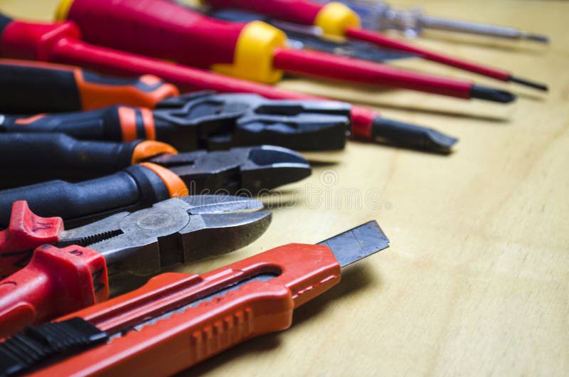 Different Types of Tools Screwdrivers, Pliers, Nippers Stock Image ...