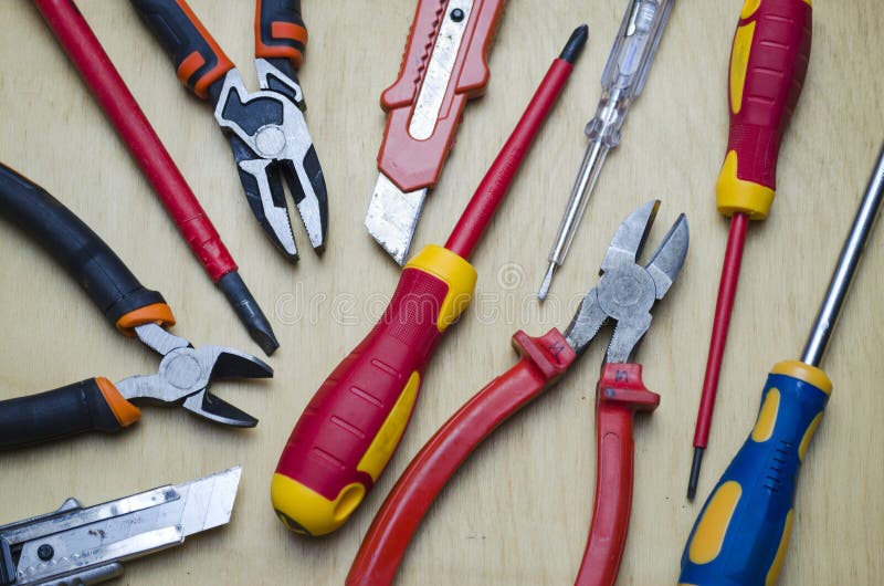 Different Types of Tools Screwdrivers, Pliers, Nippers Stock Image ...
