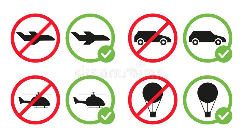 Different Types of Transport are Allowed and Prohibited Vector Flat ...