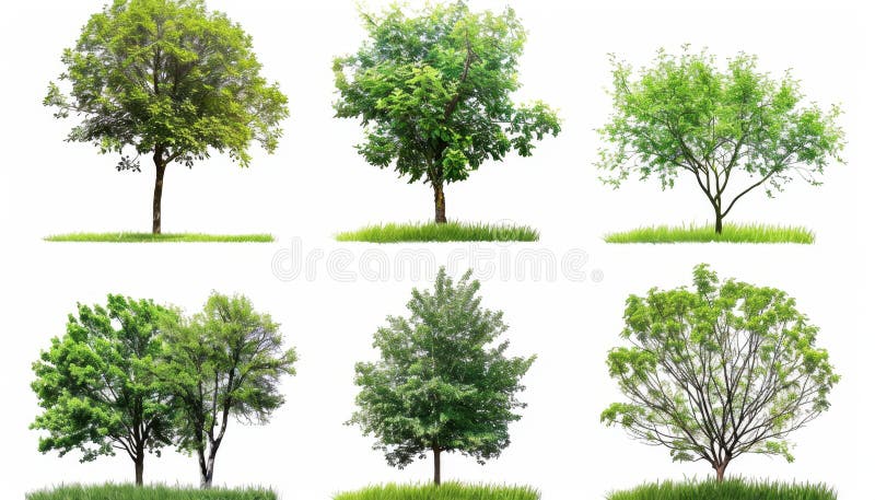 Different Types of Trees in Various Stages of Foliage and Growth Stock ...