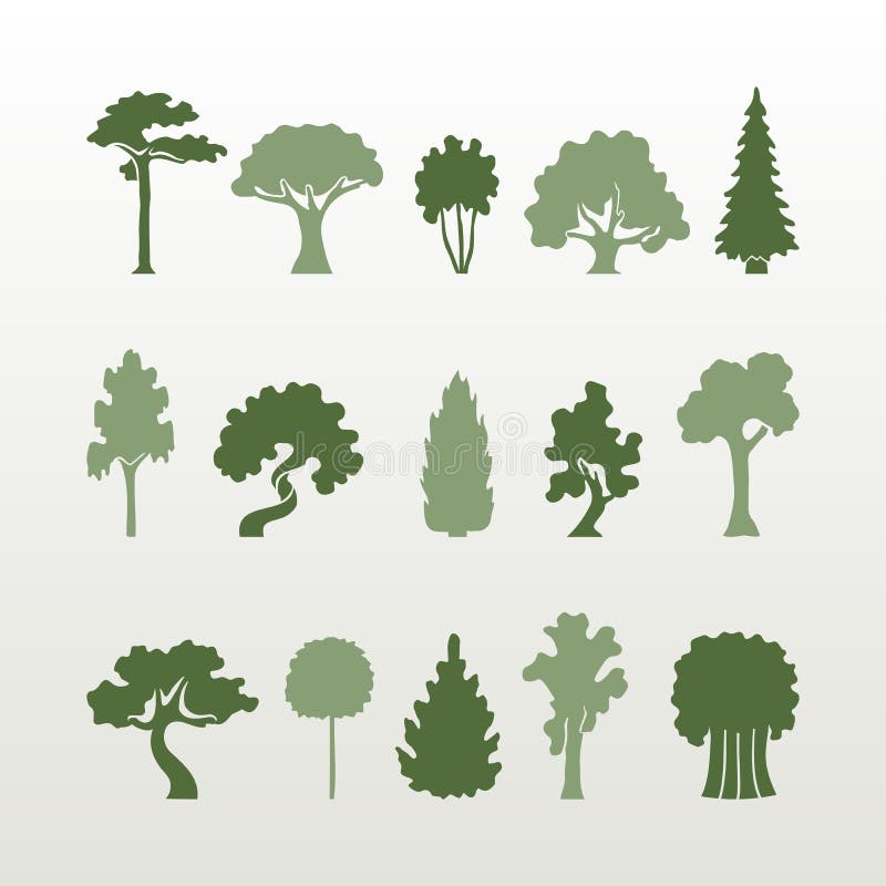 Different Types of Trees Vector. Stock Vector - Illustration of concept ...